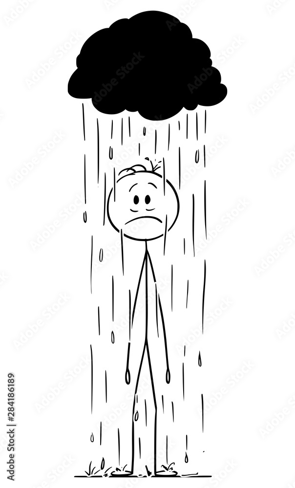 Vector cartoon stick figure drawing conceptual illustration of man or ...