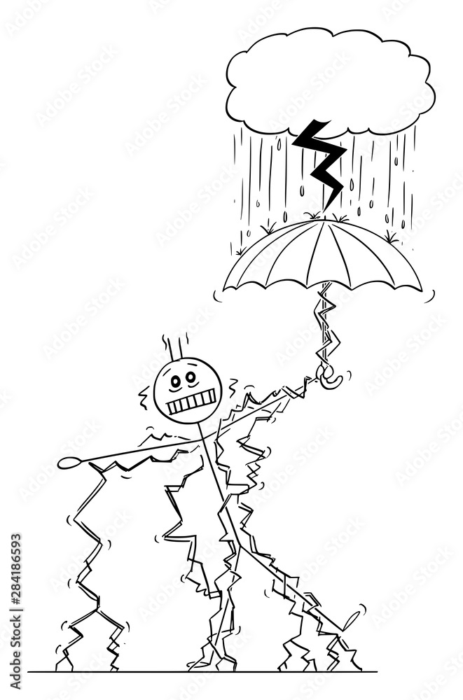Vector cartoon stick figure drawing conceptual illustration of man or ...