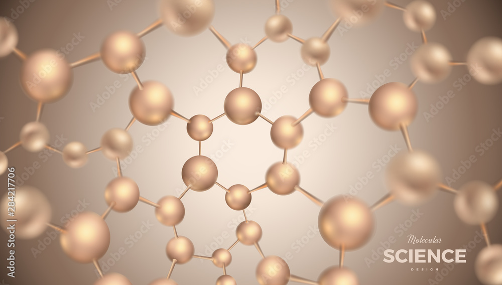 3d molecules vector design. Science abstract background with molecular ...