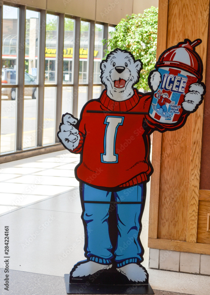 Crystal, Minnesota - May 6, 2018: Standing cardboard cutout of the Icee ...