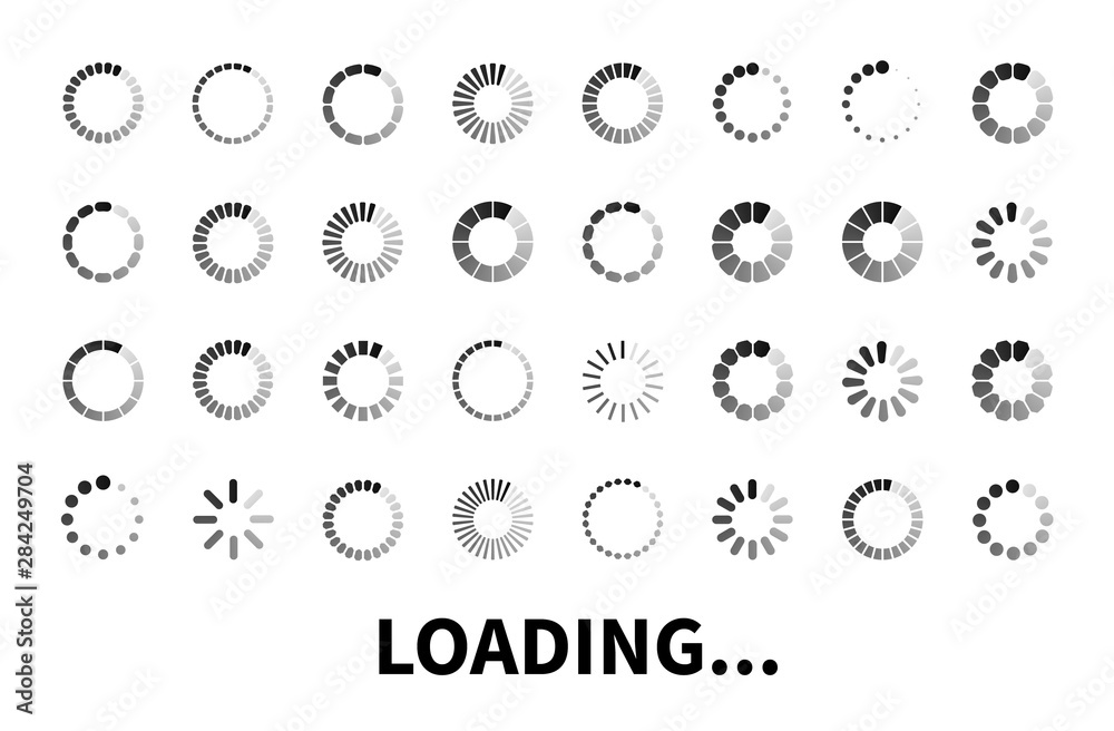 Loading icon big set isolated on white background. Vector loader icons ...
