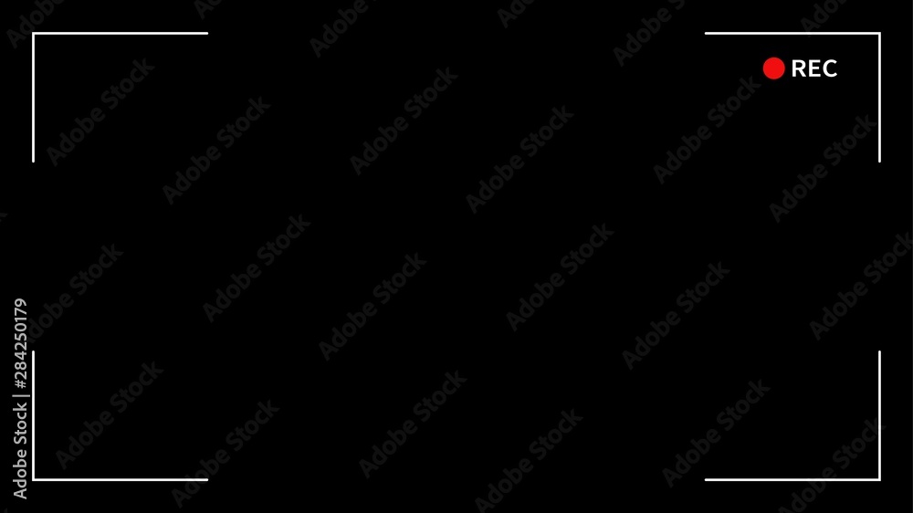 Record video camera viewfinder template with black background. Camera ...