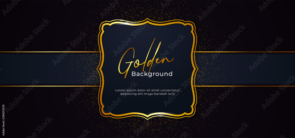 golden decorative sparkling frame with gold glitter decoration effect ...