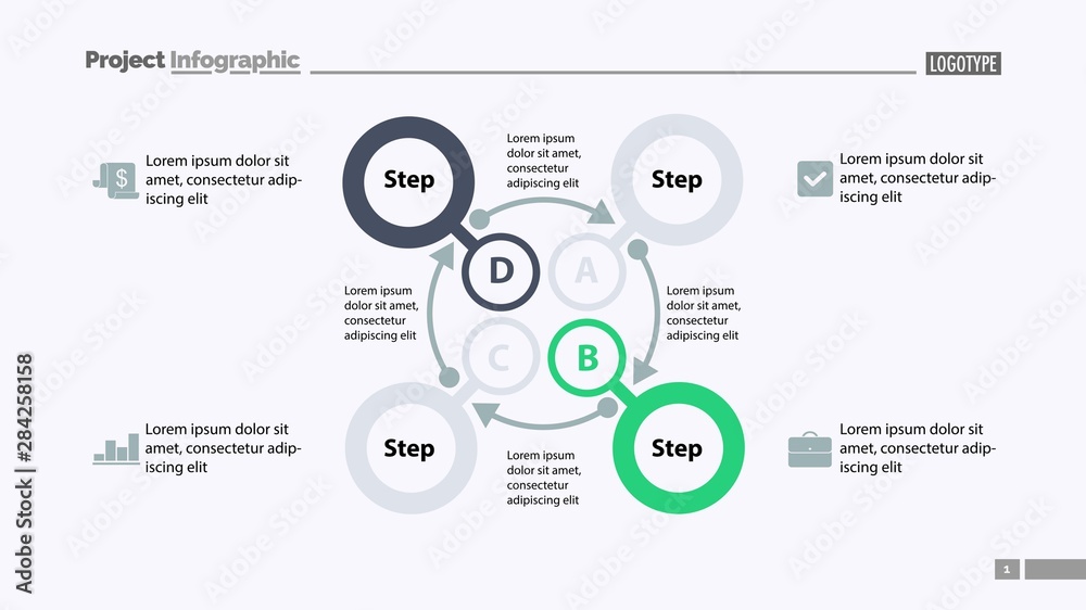 Four steps process chart slide template. Business data. Option, diagram ...
