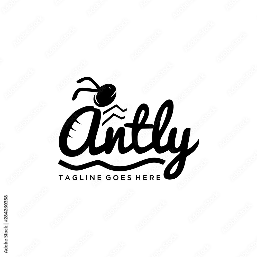 Illustration abstract ant animal in the letter A sign typography Stock ...