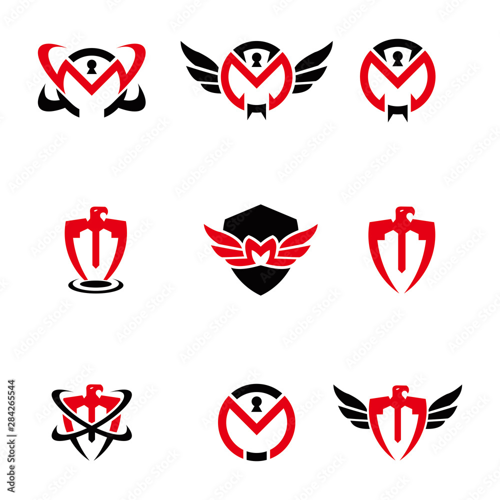 m security logo , cyber logo design , eagle logo , protection logo ...