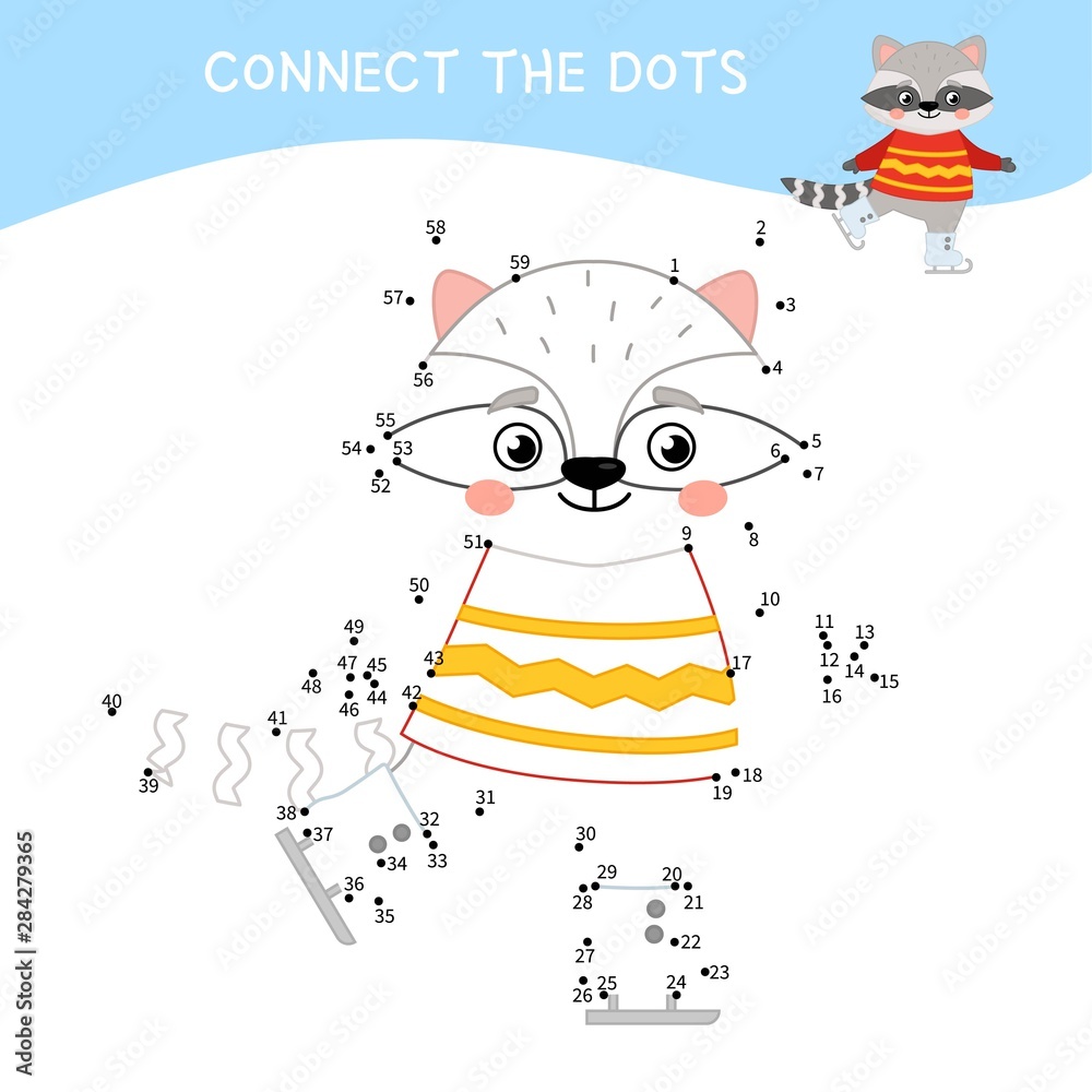 Educational game for kids. Dot to dot game for children. Cartoon cute ...