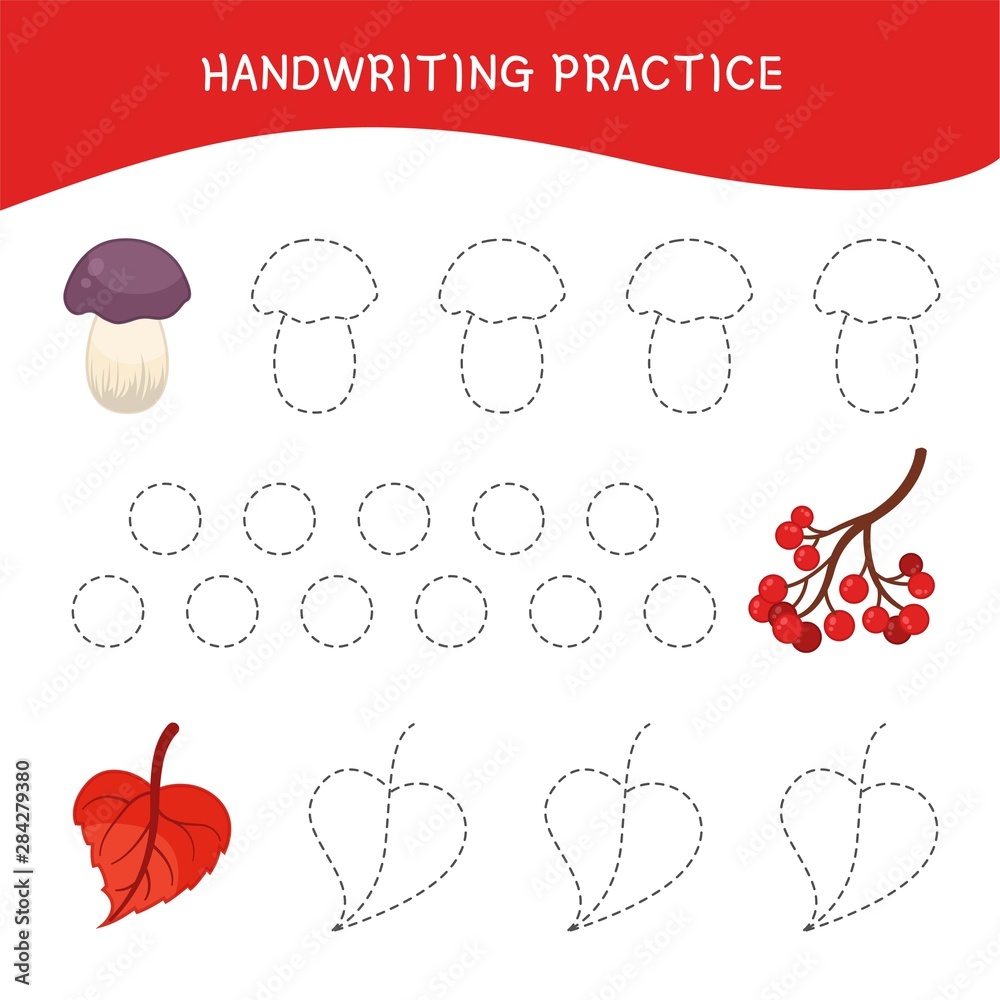 Handwriting practice sheet. Basic writing. Educational game for ...