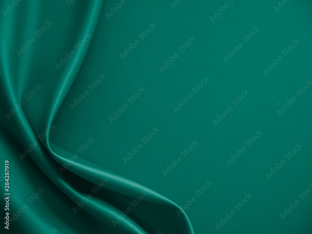 Beautiful smooth elegant wavy emerald green satin silk luxury cloth ...