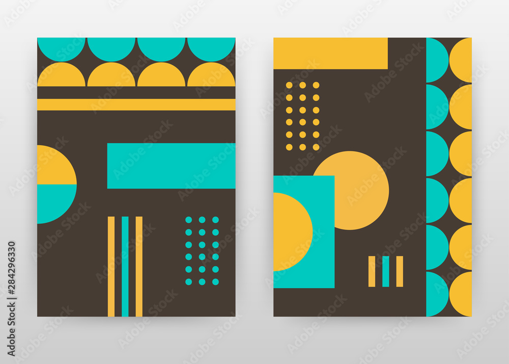 Geometric round triangle cyan yellow shapes design for annual report ...