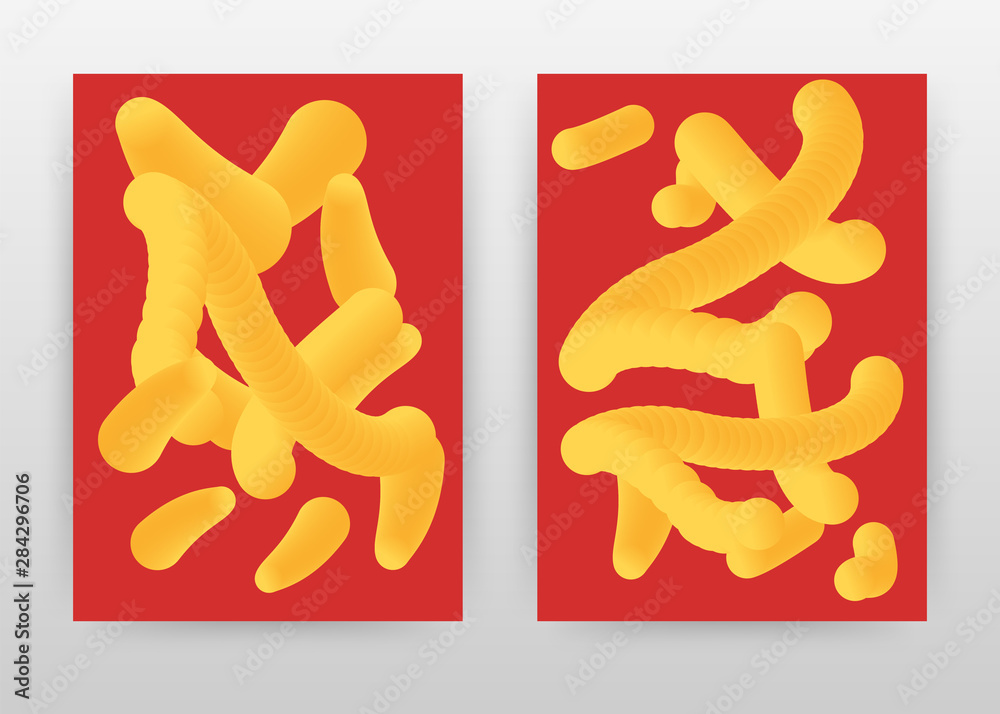 Yellow abstract lines on red background design for annual report ...