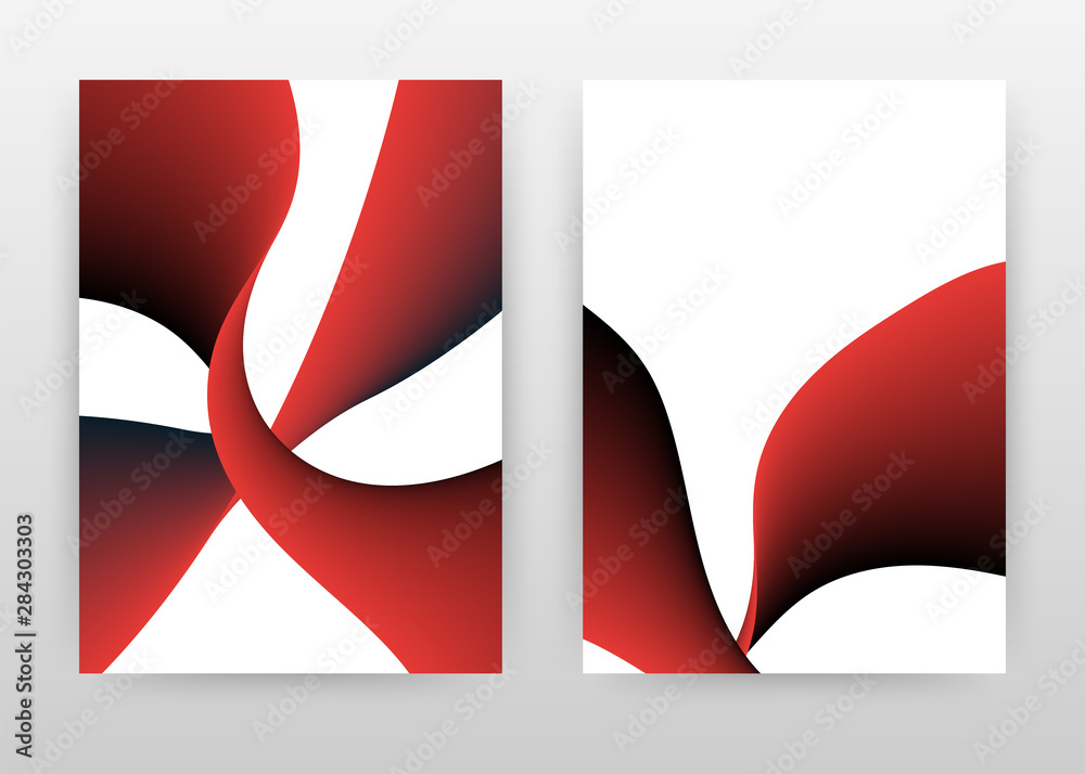 Isolated red black waves design for annual report, brochure, flyer ...