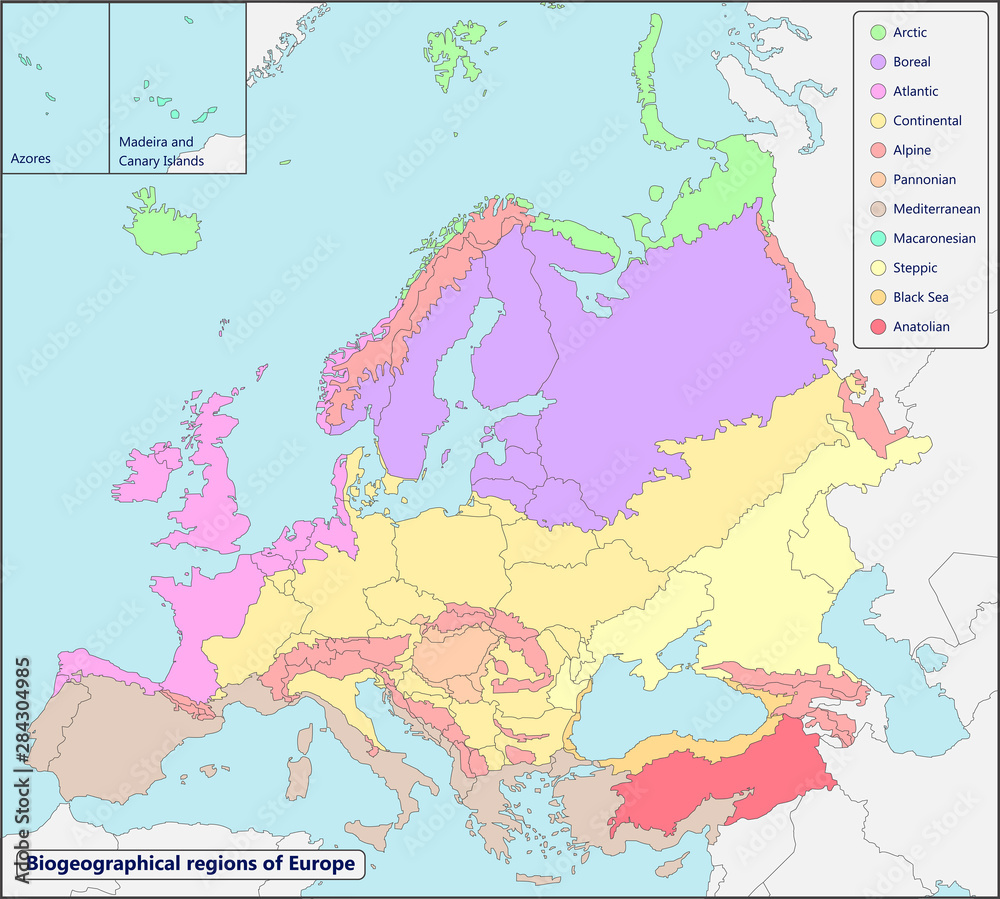 Map of Biogeographical Regions of Europe Stock Vector | Adobe Stock