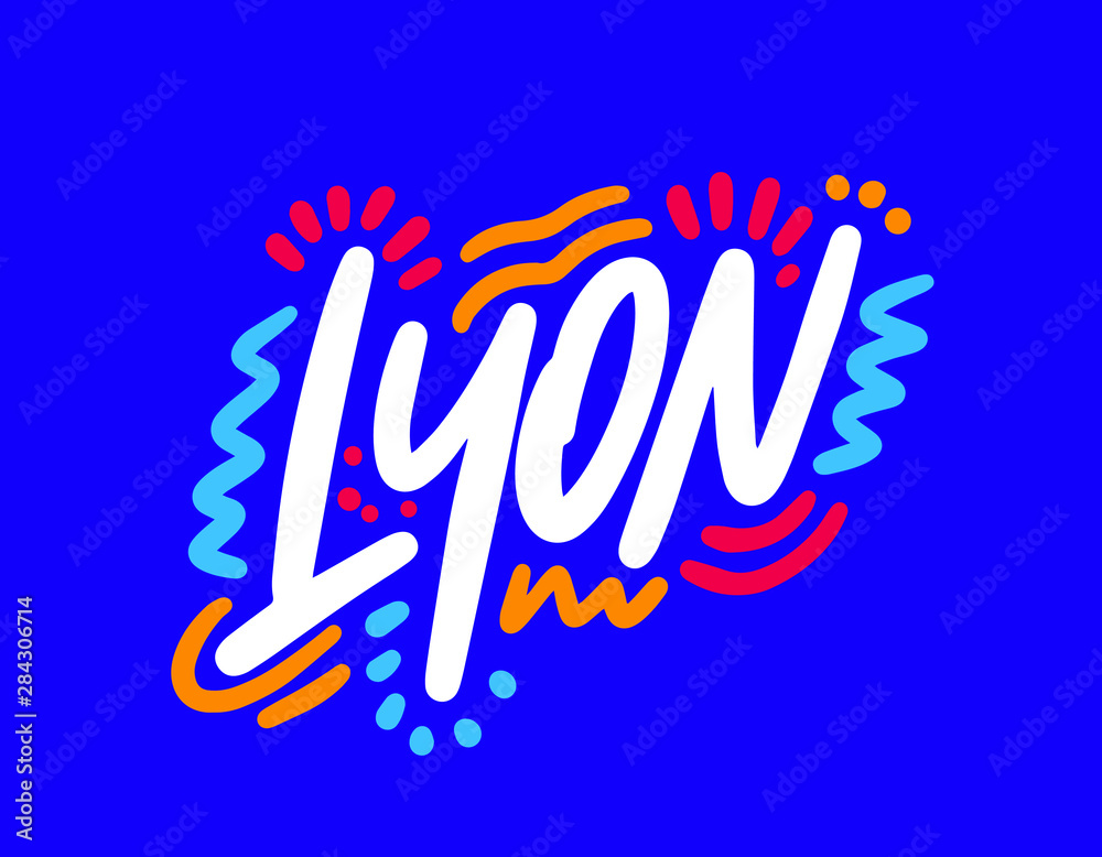 Vecteur Stock Lyon handwritten city name.Modern Calligraphy Hand ...
