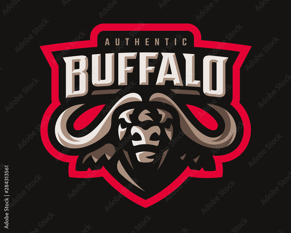 Buffalo modern logo. Bull template design emblem for a sport and eSport ...