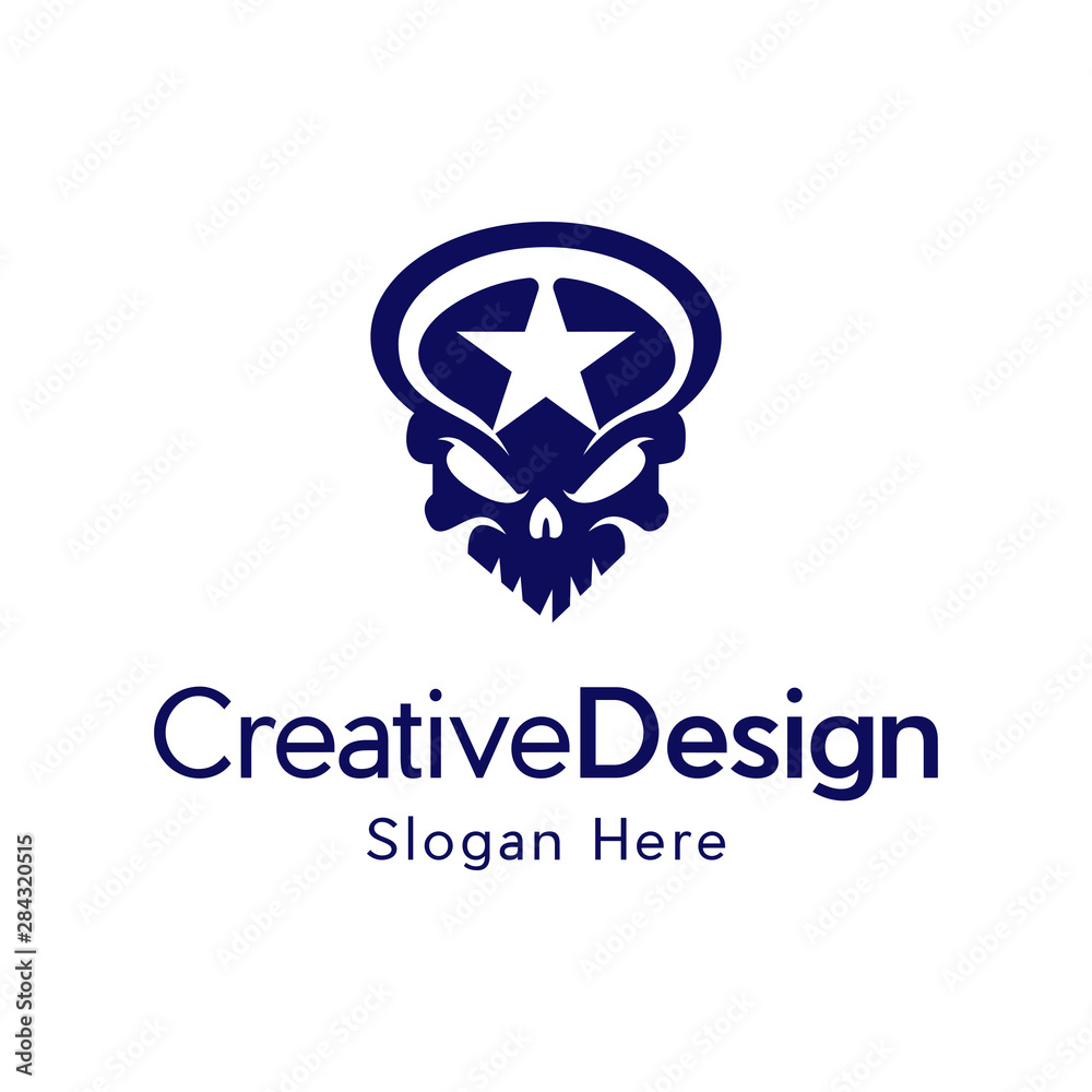 Skull Star Scary Military Creative Vector Logo, Skull Logo, rock, game ...