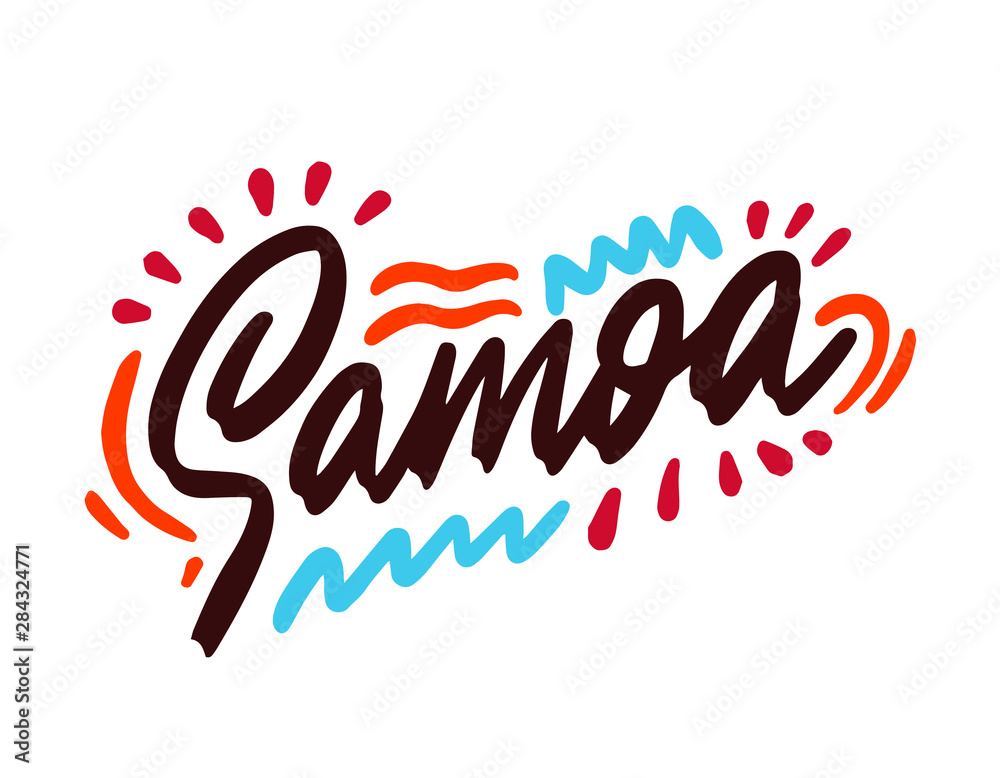 Samoa handwritten Republic name.Modern Calligraphy Hand Lettering for ...
