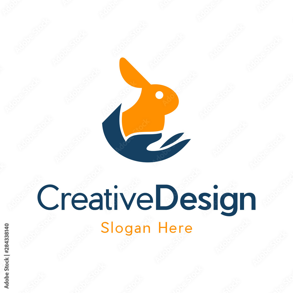 Rabbit Hand Safety Care Creative Vector Logo, rabbit and hand logo ...