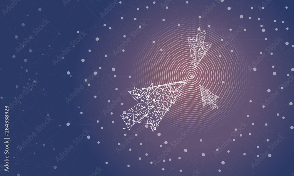 Vetor de Touch the future hand and arrows analytics. Innovations robot ...