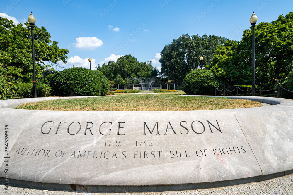Washington, DC - August 6, 2019:Wide angle view of George Mason ...