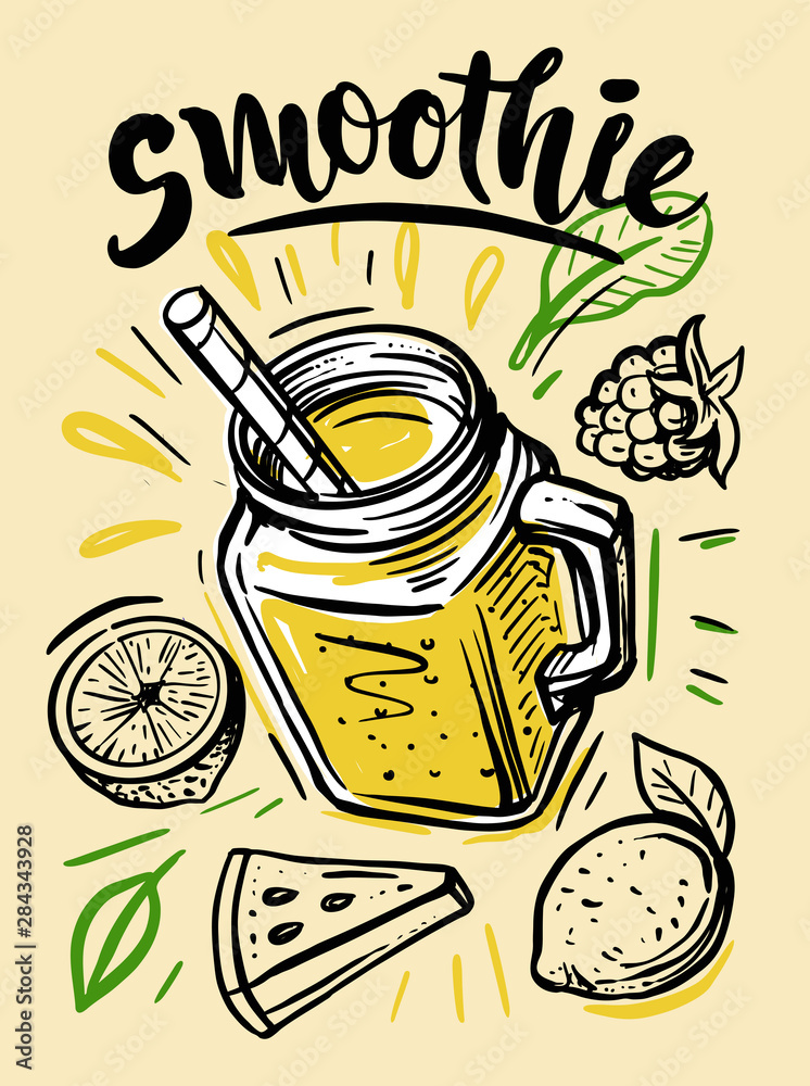 Sketch illustration of natural smoothie Stock Vector | Adobe Stock