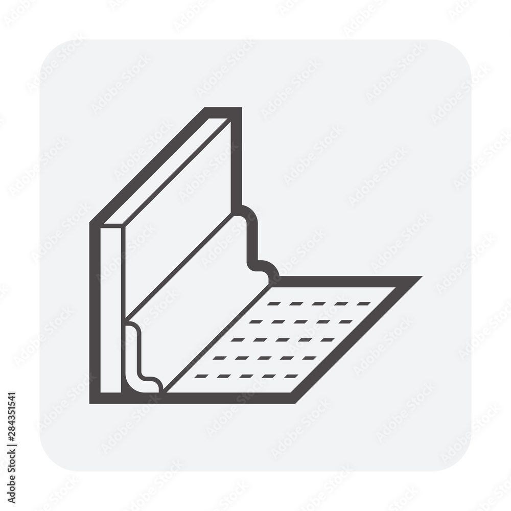Baseboard vector icon. Also called skirting board, mopboard, floor or ...