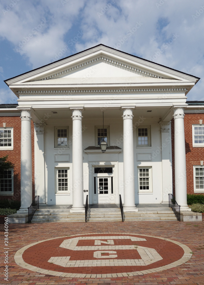 RALEIGH,NC/USA - 8-14-2018: The NC State University logo in front of ...