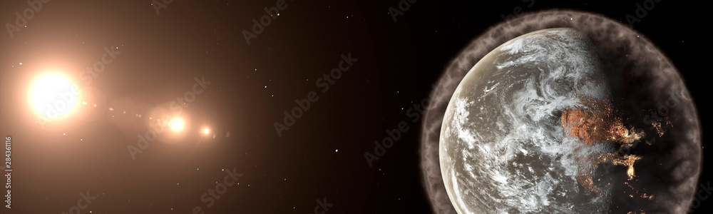 Polluted Earth concept with thick pollution as a haze covering the ...