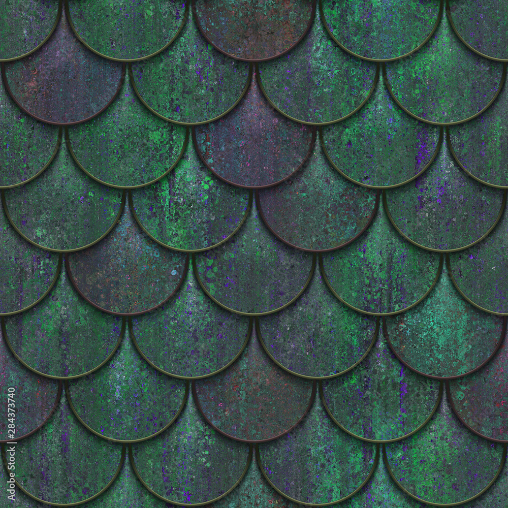 Seamless oxide metallic texture of fish scales, fish skin, copper color ...