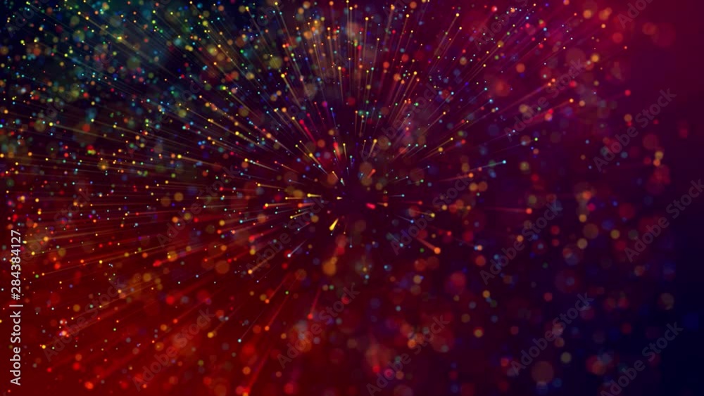 4k abstract background with multicolor light rays like laser show, with ...