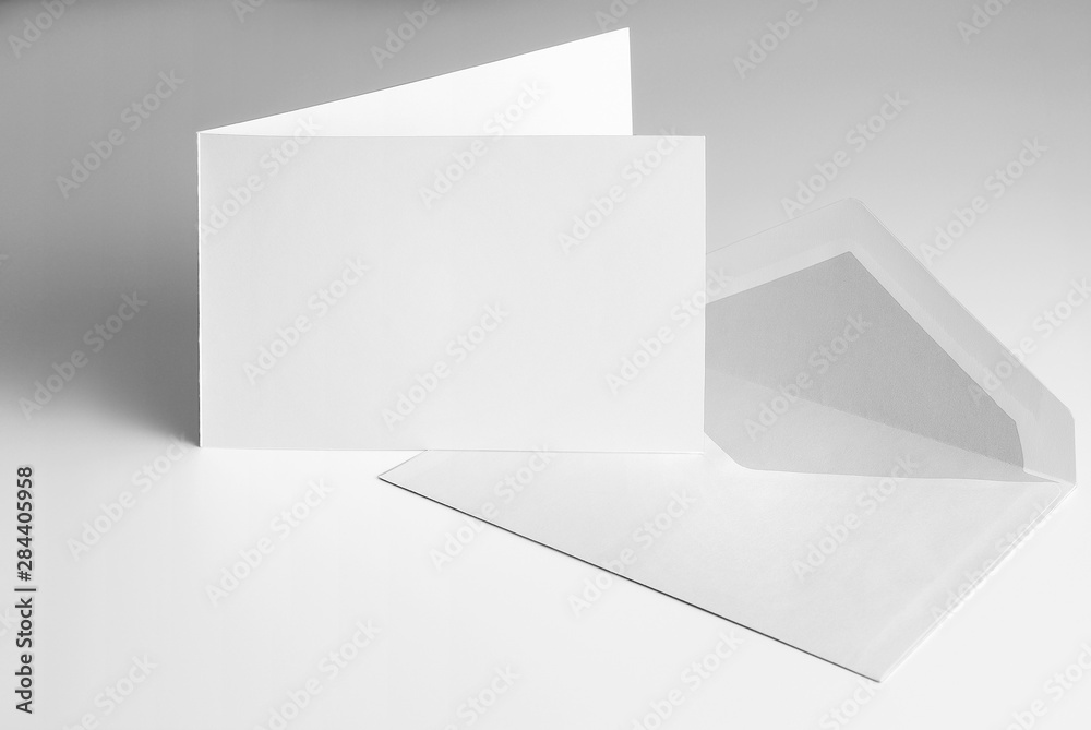 Blank open standing greeting card and envelope Stock Photo | Adobe Stock