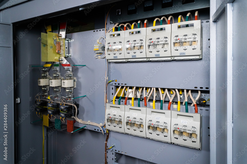 Aluminum bus bars, bolting the live parts of the transformer Stock ...