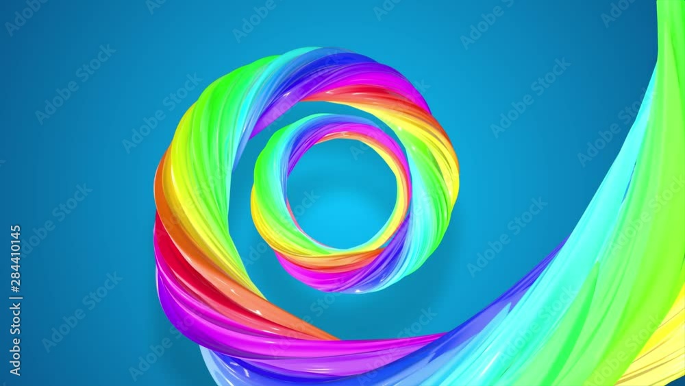 abstract background with rainbow color stripes that moving in a spiral ...