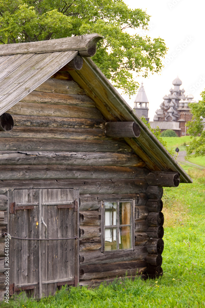 Russia, Lake Onega, Kizhi Island. Historic home with 22-domed ...