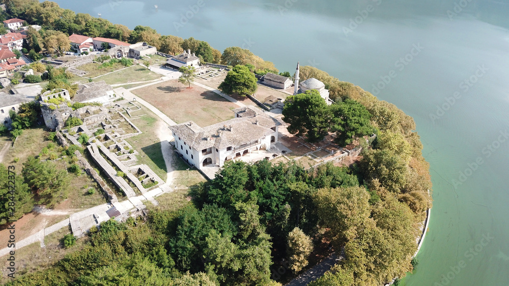 Aerial drone bird's eye view photo of iconic city and castle and mosque ...