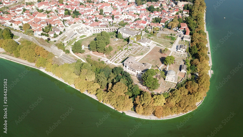 Aerial drone bird's eye view photo of iconic city and castle and mosque ...