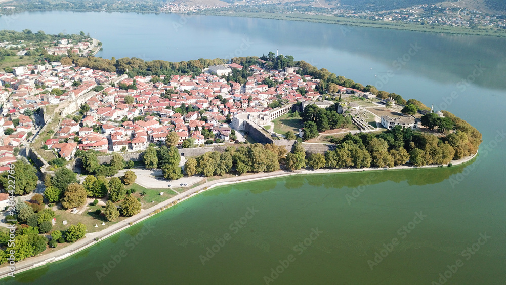 Aerial drone bird's eye view photo of iconic city and castle and mosque ...