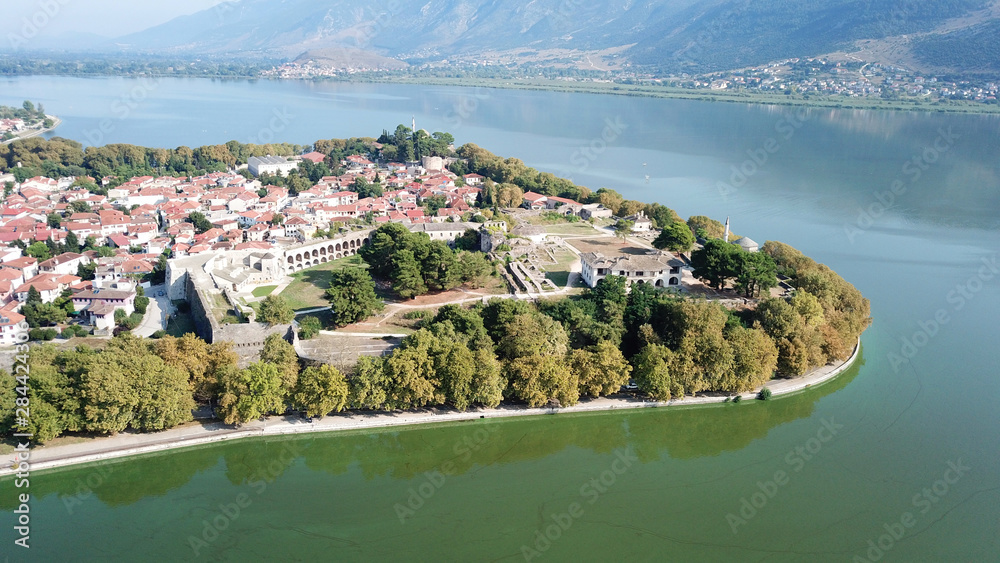 Aerial drone bird's eye view photo of iconic city and castle and mosque ...