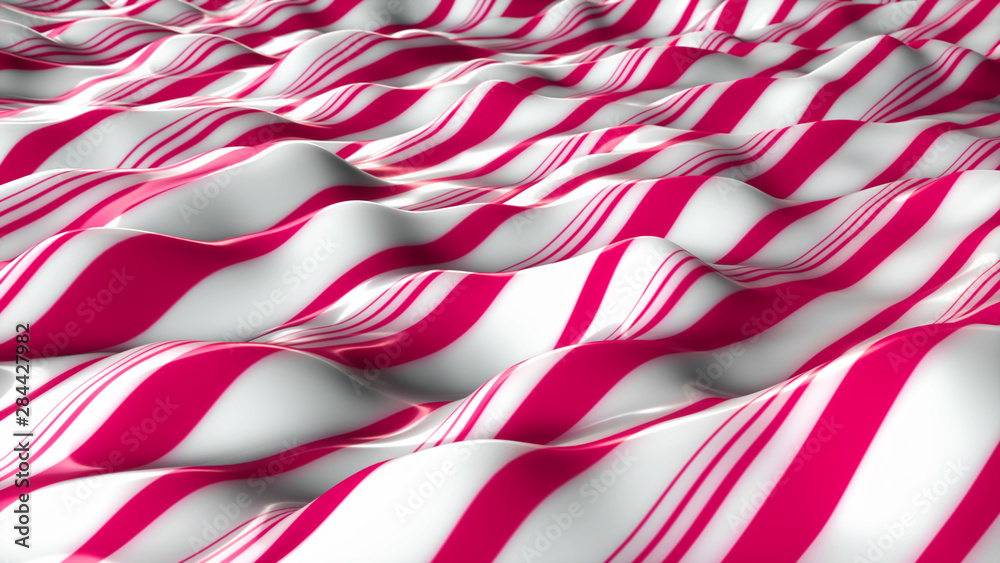 An illustration of a white and pink peppermint candy sheet. wavy ...