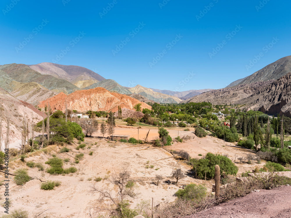 Iconic landmark, the rock formation Cerro De Los Siete Colores near the ...