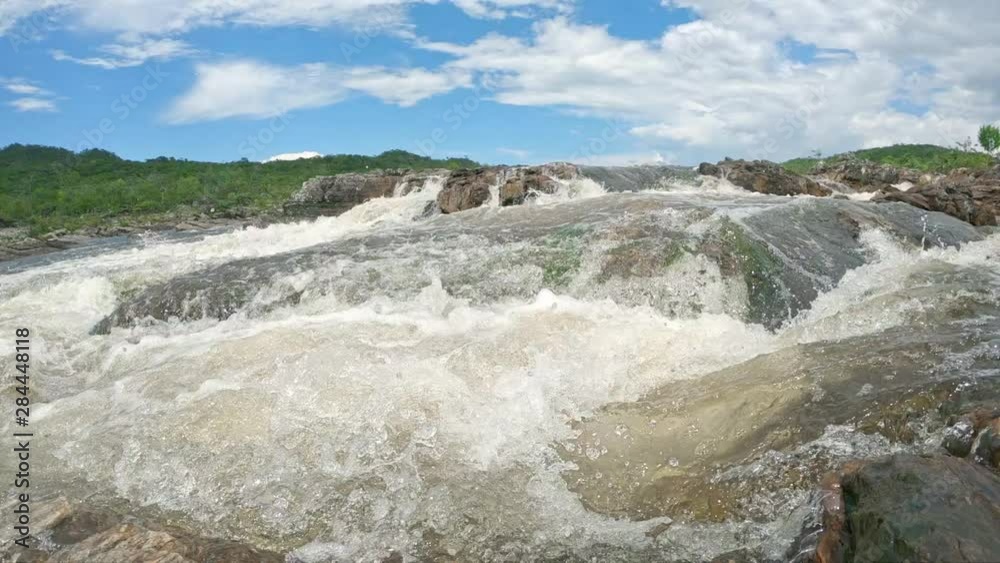 Extreme close up waterfalls, real time shot in 4k, Brazil park Chapada ...