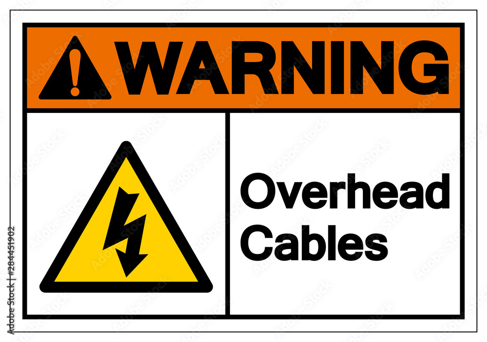 Warning Overhead Cables Symbol Sign ,Vector Illustration, Isolate On ...