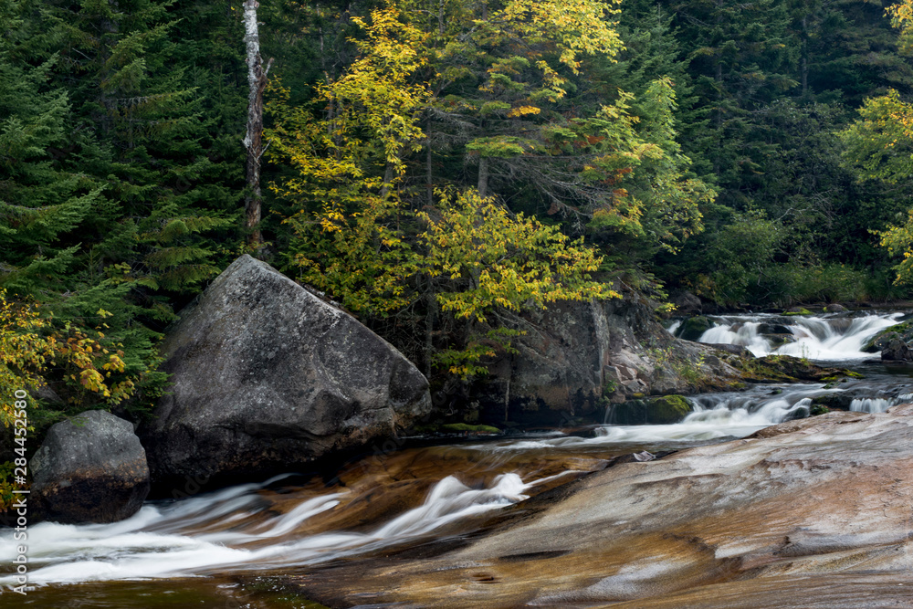 Usa, Maine, Ledge Falls with triangular and round boulders at Baxter ...