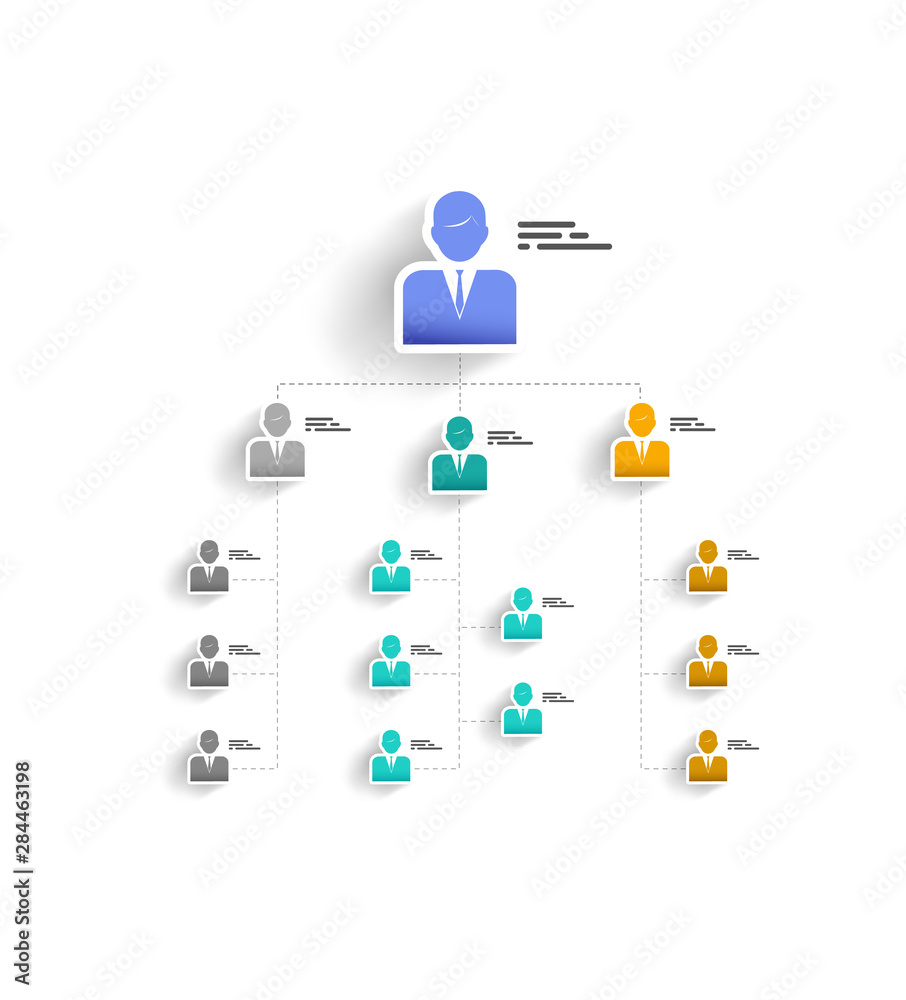 Vector organization chart template with simple manager icons and place ...