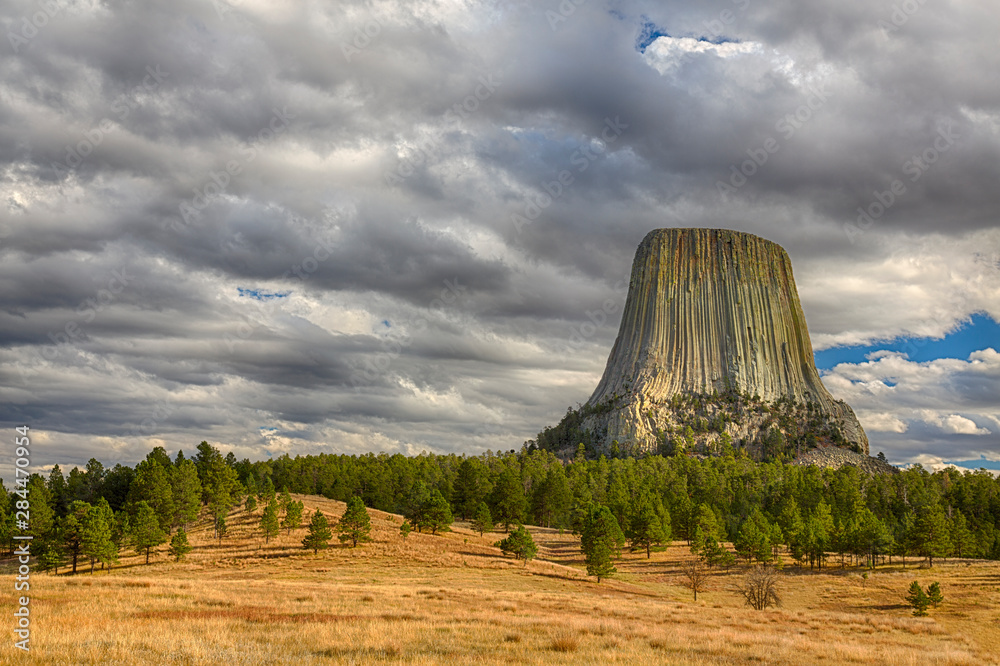 Wyoming, Devils Tower National Monument, Devils Tower Stock Photo ...