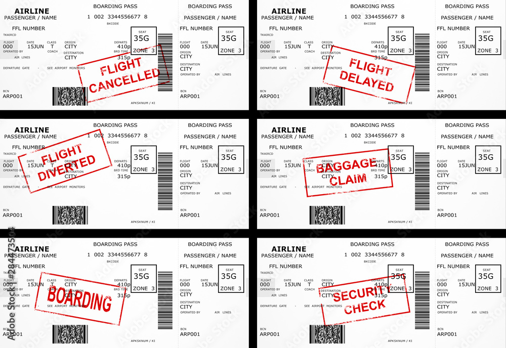 ภาพประกอบสต็อก airline boarding pass air travel flight ticket isolated ...