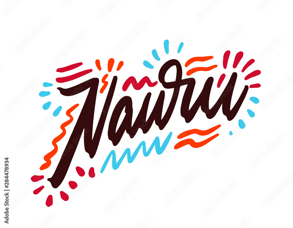Nauru handwritten Republic name.Modern Calligraphy Hand Lettering for ...
