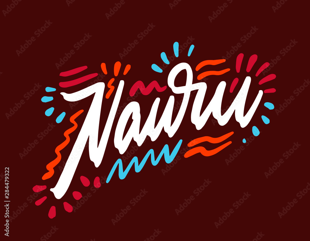 Nauru handwritten Republic name.Modern Calligraphy Hand Lettering for ...