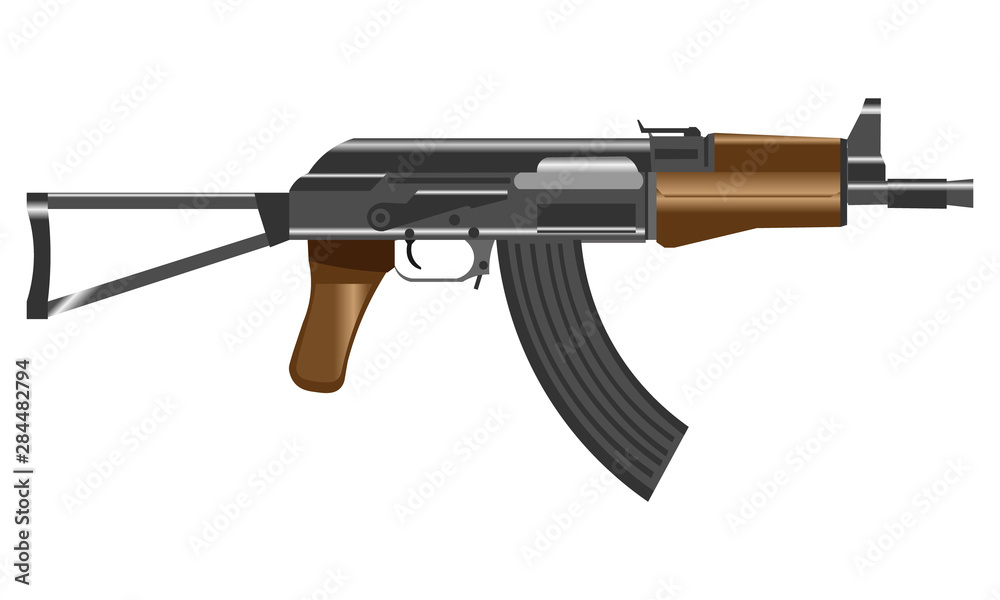 AKS-74U. Machine gun Kalashnikov folding shortened vector Stock Vector ...