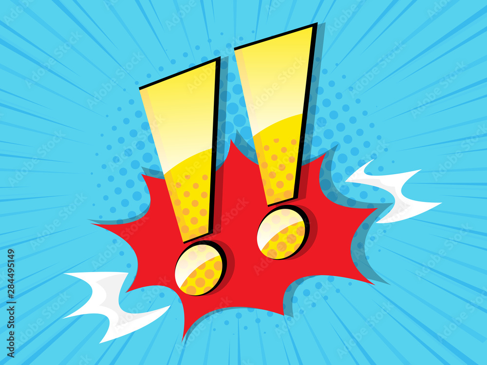 exclamation sign with comic book, pop art Stock Vector | Adobe Stock